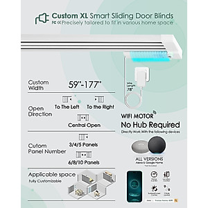 Yoolax Custom XL Smart Sliding Door Blinds,motorized sliding panel blinds works with Alexa,fabric blackout vertical blinds for glass doors.hanging room divider,patio doors,closet doors