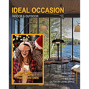 Star Patio Electric Patio Heater, Tabletop Heater, 1500W Infrared Outdoor Heater With UFO Shape Sandy Black Finish, Industrial Style Series, IP44 Waterproof, STP2036-BT