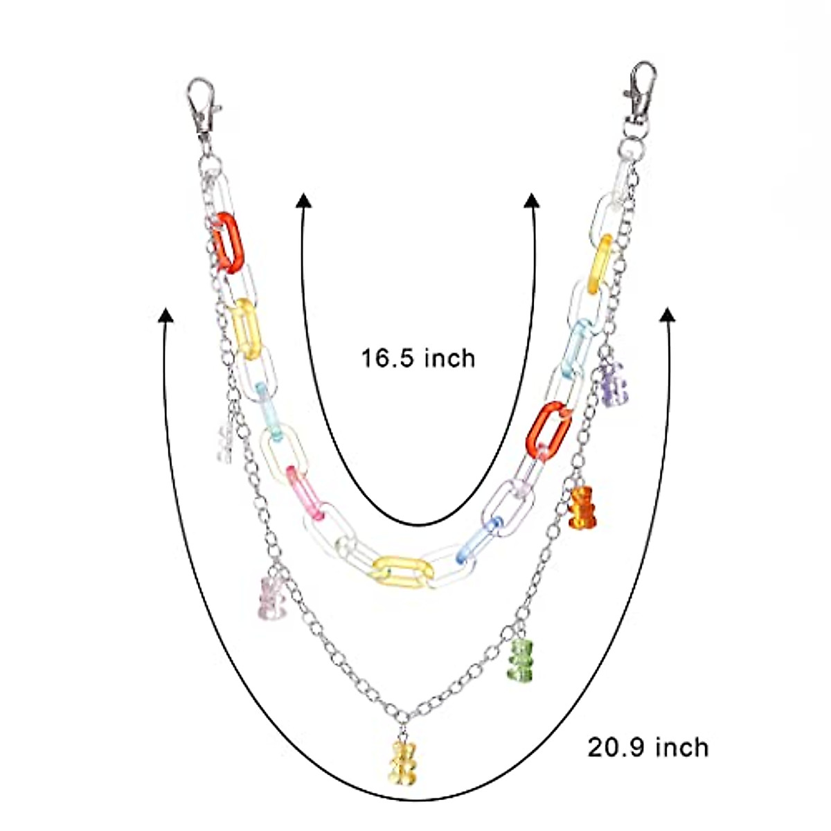Zehope Pants Chain Colorful Jean Chains Layered Bear Wallet Pocket Chains Acrylic Waist Jewelry for Women