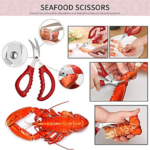 Reasmi Crab Crackers and Tools Set with 2 Crab Leg Cracker,2 Butter Warmer for Seafood,4 Crab Leg Forks,4 Lobster Shellers,2 Seafood Scissors,10 Tealight Candles,1 Bag,seafood crackers and tool(25pcs)