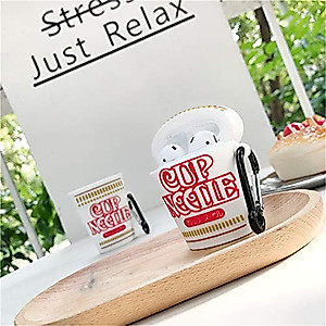 Coralogo for Airpods 1/2 Cute Case, 3D Cartoon Food Ramen Fashion Soft Silicone Airpod Shockproof Skin Funny Fun Cool Design Accessories Cover Air pods Cases for Kids Teens Girls Boys (Cup Noodle)