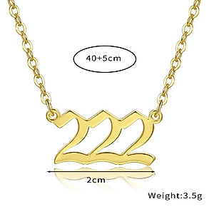 Pingyongchang Angel Number Necklace 222 333 444 888 555 111 777 999 666 Necklace Gold Plated Bling Angel Choker Pendant Necklace for women teen girls 444