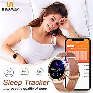 INEYES Smart Watches for Women with Diamonds (Answer/Make Call), 1.32" HD Smartwatch with AI Voice for iPhone Samsung Android Phones, Fitness Tracker with Heart Rate Sleep Ovulation Period Monitor