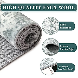 GAOMON Area Rug 9x12 Distressed Wahable Rug Vintage Tribal Medallion Large Rug Non Slip Washable Rug Accent Rug for Living Room Dining Room Office, Grey