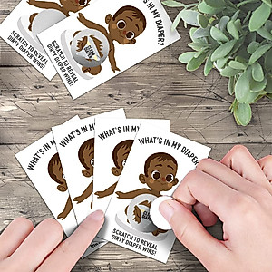 Hafhue 50 Pack What‘s in My Diaper Scratch Off Game Scratch Off Cards for Baby Shower, Baby Shower Activity and Idea, Silly Activity for Ice Breakers(African American)