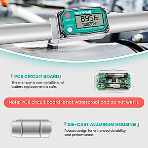 GRYVOZE 1 Inch Digital Turbine Fuel Flow Meter, 2.6-26 GPM Inline NPT Thread Flowmeter with 3/4 in Adapters for Water, Diesel, Gas Oil, Gasoline, and Other Liquids - Supports Gallon, QTS, PTS, L, m³