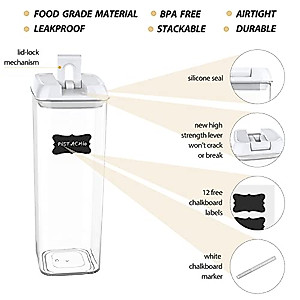 Tiawudi 4 Pack Pasta Storage Containers, Clear Airtight Food Storage Containers for Kitchen Organization, Pantry Organization and Storage, Ideal for Spaghetti, Pasta & Noodles, 1.9L Each