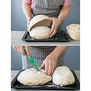 Banneton Bread Basket – Sourdough Proofing Set – Bread Bowl & Linen Liner Cloth + Lames – Rattan Basket No Smell – Bread Bag Included – 10” Brotform – for Homemade Bread