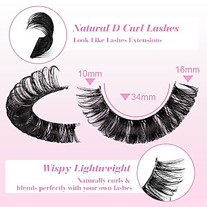 Newcally Lashes Nautral Look False Eyelashes Russian Strip Lashes Mink Wispy Fluffy Lashes Pack D Curl Thick Full Volume Cat Eye Lashes Look Like Extensions 10 Pairs