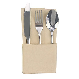 INFEI Plain Color Dinner Cloth Napkins, Set of 12 (16.9 x 16.9 Inches), Reusable Cotton Kitchen Table Napkin, for Cocktail Parties, Weddings, Hotel & Home Use (Linen)