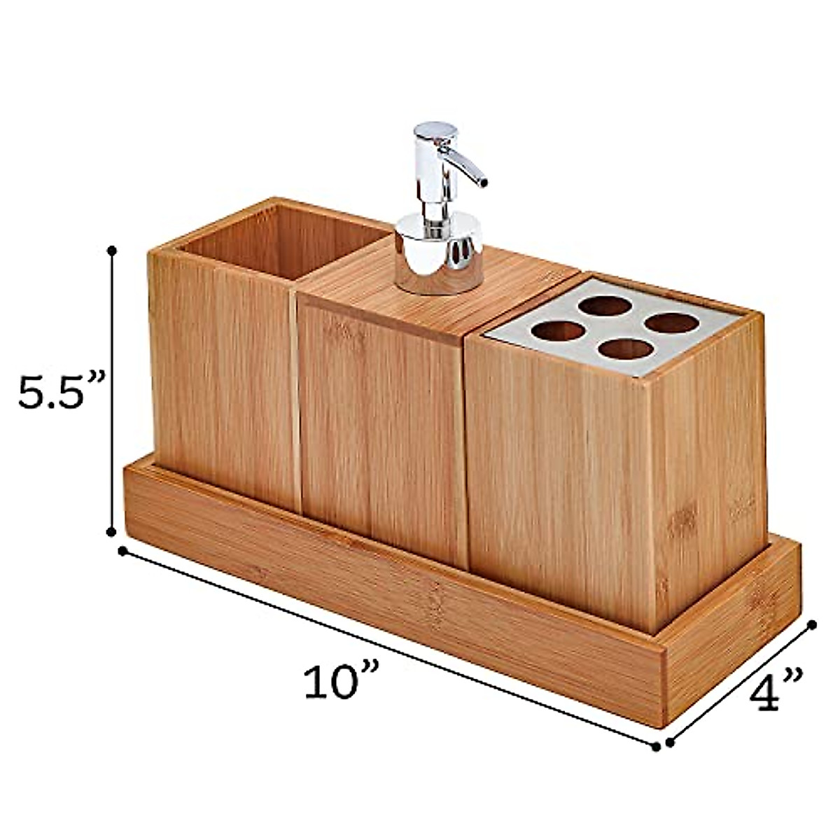 Trademark Innovations Bath Set Bath Caddy - 100% Natural Bamboo