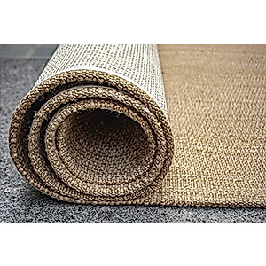 Chardin home – Oceanside Rug – 100% Recycled Polyester Indoor/Outdoor 5x7 feet Area Rug. Color: Golden Brown/Beige.