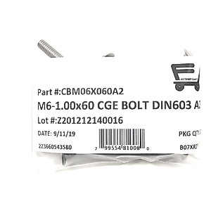 M6-1.00x60 Carriage Bolts Stainless Steel DIN603 A2 Stainless Steel (10 Pieces)