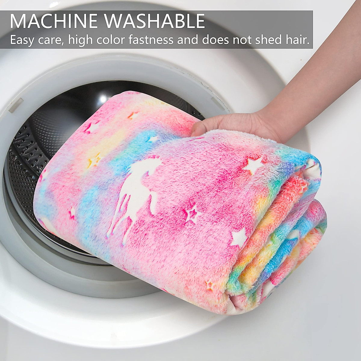 Glow in The Dark Throw Blanket, Luminous Unicorns Blanket for Boys Girls, Super Soft Fuzzy Plush Flannel Furry Fleece Blanket, Perfect for Bed or Sofa, Personalized Kids Gifts (Rainbow, 50" x 60")