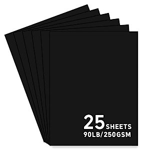 25Sheets Black Cardstock Paper, 8.5 x 11 Card stock for Cricut, Thick Construction Paper for Card Making, Scrapbooking, Craft 90 lb / 250 gsm