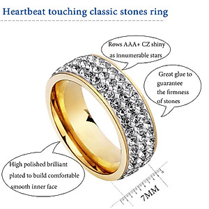 VNOX Women Stainless Steel Eternity Ring CZ Cubic Zirconia Circle Round,Gold Plated,7mm Width,Size 8