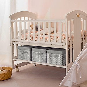 GRANNY SAYS Bundle of 3-Pack Cloth Storage Boxes & 2-Pack Wicker Baskets for Organizing