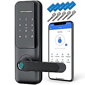 Smart Lock, Nyboer Smart Door Handle, Fingerprint, Keyless Entry Door Lock with Handle, Digital Lock with Keypad, Electronic Passcode Smart Door Lock for Front Door,Keypad Door Handle