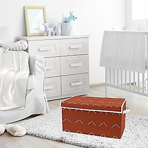 Sweet Jojo Designs Boho Arrow Boy Girl Small Fabric Toy Bin Storage Box Chest Baby Nursery Room - Ivory Burnt Orange Rust Off White Farmhouse Southwest Shabby Chic Bohemian Diamond Tuft Collection