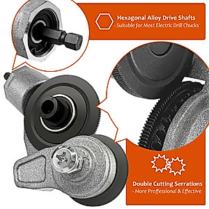 Upgraded Electric Drill Plate Cutter, Metal Nibbler Drill Attachment with Adapter, Sheet Metal Cutter, DIY Metal Drill Attachment for Cutting Iron, Steel,Copper, Aluminum, White Sheet (Black)