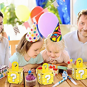 Waenerec 36PCS Video Game Party Favor Mystery Box Small Goodie Treat Boxes Question Mark Box Gift Bags Brick Comic Candy Boxes for Gift Giving Video Games Theme Birthday Party Decorations Supplies