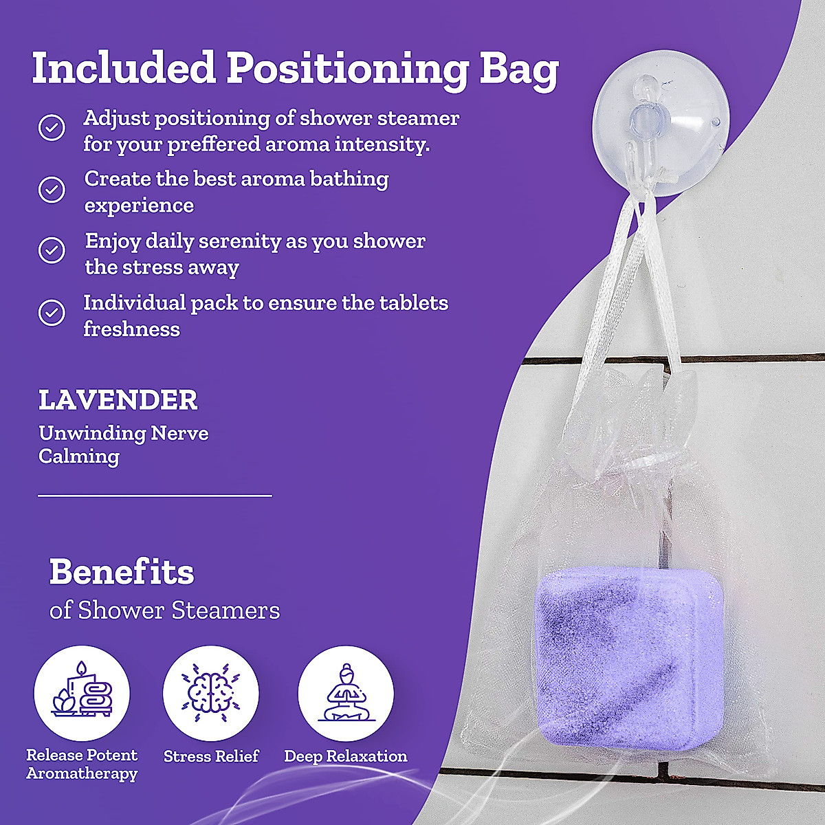 Miko Shower Steamers Aromatherapy for Women and Men, 12 Pack Long Lasting Essential Oil Infused Shower Bomb Aromatherapy for Stress Release and Relaxation, Valentine’s Day Gift for Him & Her -Lavender