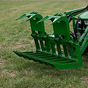 Titan Attachments 60in Root Grapple Bucket Attachment Fits John Deere Loaders, Hook and Pin Connection