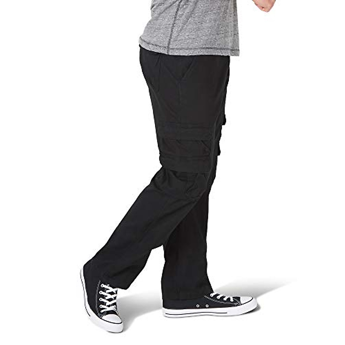 Wrangler Authentics Men's Premium Relaxed Fit Straight Leg Cargo Pant, Black, 34W X 30L