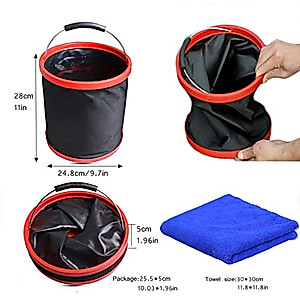 ARISKEY Foldable Water Bucket, 12L/3.1Gallons Collapsible Bucket with Cleaning Towel, Durable(2000D Oxford Cloth) Pop Up Bucket Portable Folding Bucket for Car Washing and Cleaning Camping Fishing