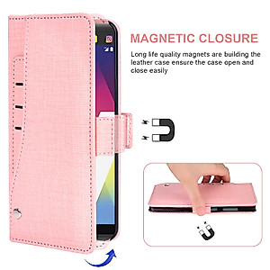 Asuwish Compatible with LG V20 Wallet Case Tempered Glass Screen Protector and Leather Flip Cover Card Holder Stand Magnetic Cell Accessories Phone Cases for LGV20 LG20 V 20 Boys Girls Women Men Pink