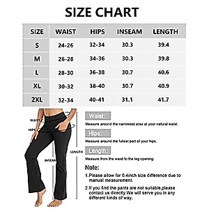 Zonoss Bootcut Yoga Pants with Pockets for Women High Waist,Gym Workout Flare Leggings Tummy Control,Black,M