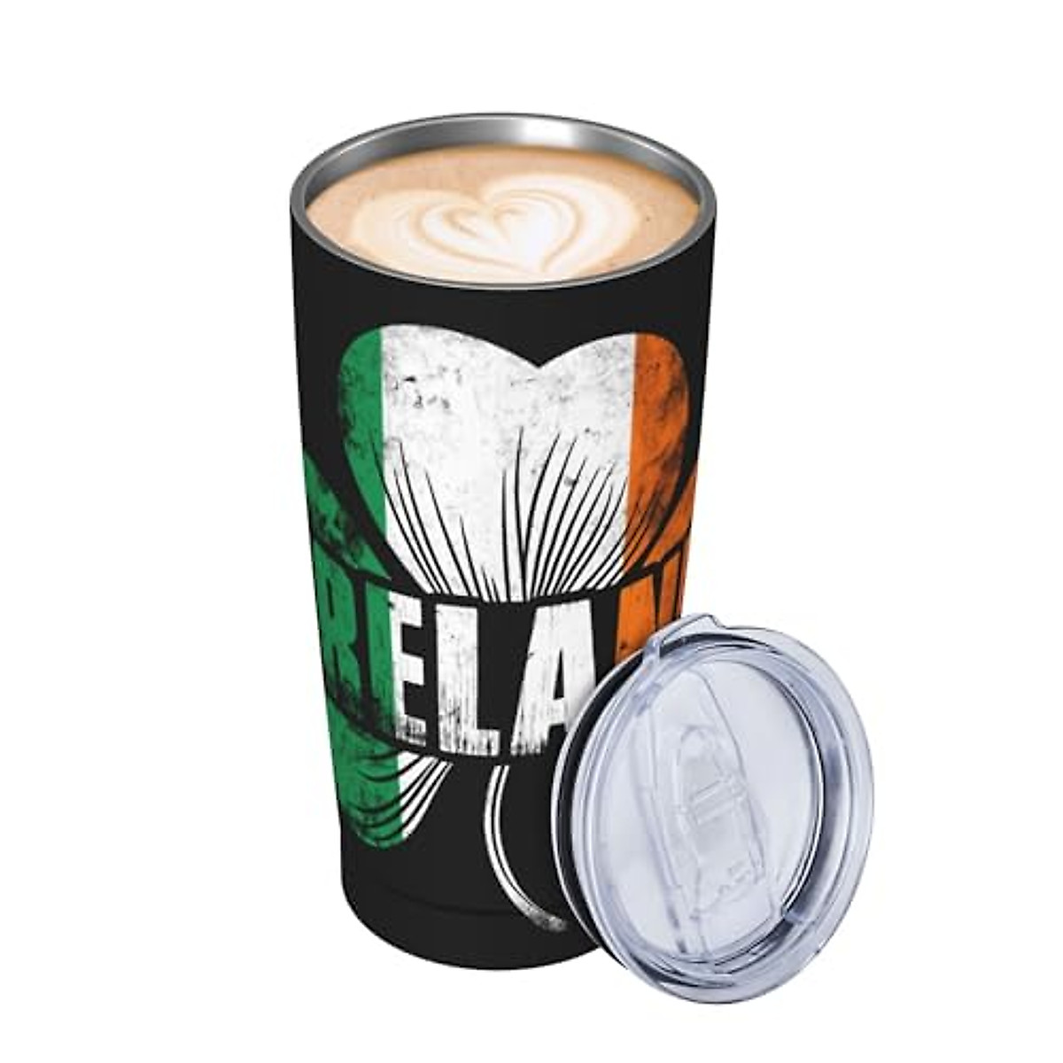 VKKOEWL Ireland Shamrock Flag Stainless Steel Insulated Tumbler 20 Oz Travel Water Bottle Coffee Mug Drink Cup With Lid Straw