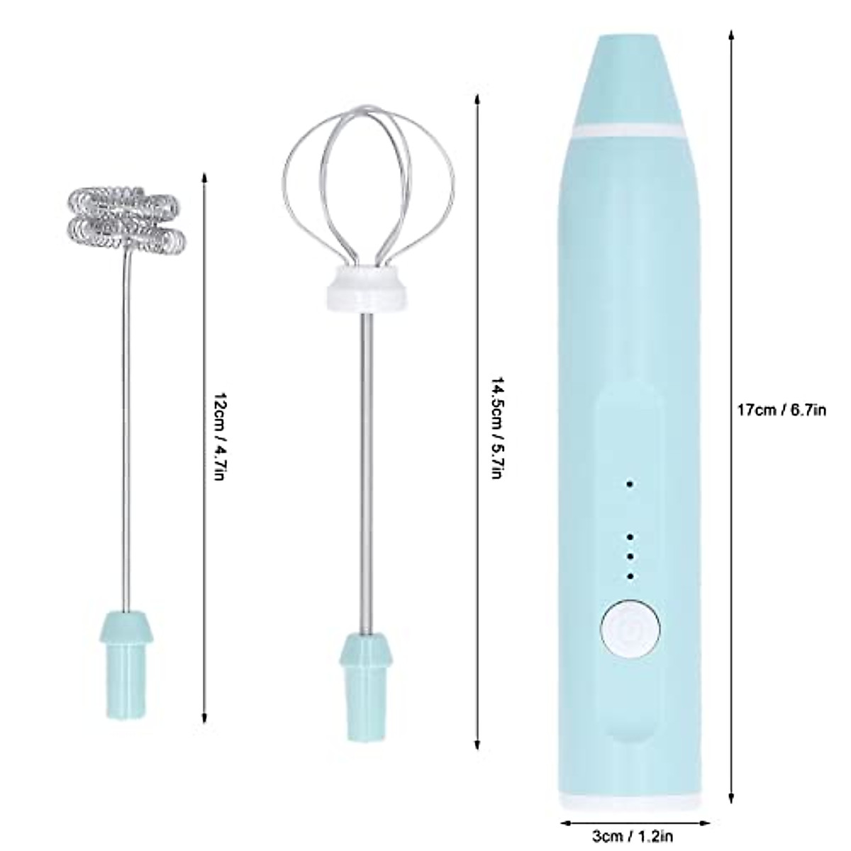 Handheld Foam Maker Powerful Milk Frother Automatic Cream Blender with 2 Eggbeater Heads Cordless Electric Milk Frothers for Coffee Cappuccino Latte Matcha Hot Chocolate (3#)