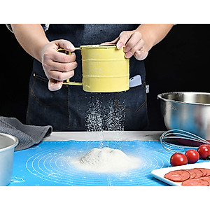 Silicone Pastry Mat for Rolling Dough Non Slip Extra Large, Nonstick Pastry Baking Mat with Measurements, Silicone Dough Rolling Mat with Dough Scraper (26" x 18", Blue)