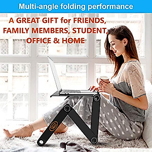 Desk York Flexible Laptop Stand for Couch/Recliner/Sofa - Computer Table, Laptop Holder for Bed - Cool Desk for Office & Home - Bday Gifts for Man, Women, Mom, Dad, Student, Friend-Aluminum-Black