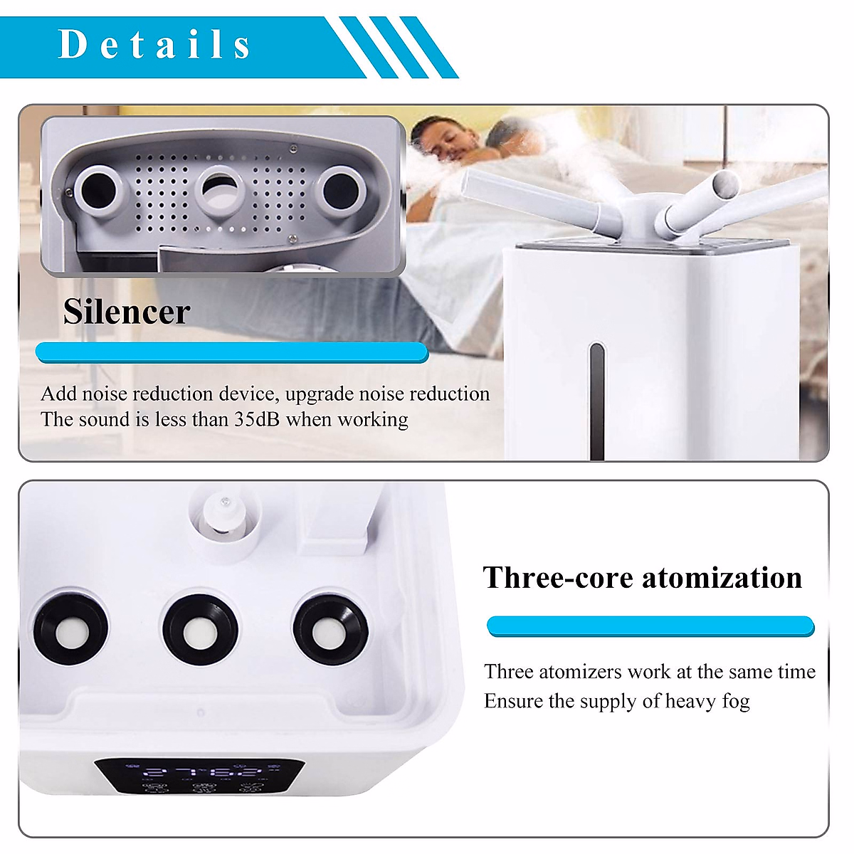 JIAWANSHUN Industrial Humidifier Commercial Humidifier 1350ml/h 1200sq.ft Large Home Humidifier Whole House Humidifier 3.4Gallons for Living Room Bedroom Office Mushroon Base 110-220V