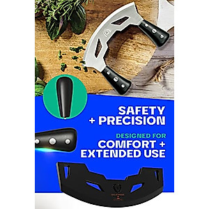 Dalstrong Mezzaluna Knife - 8.5 inch Blade - Gladiator Series - Rocking, Mincing & Chopping Produce Knife - Black ABS Handle - w/Sheath