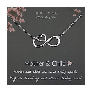 EFYTAL 925 Sterling Silver Infinity Heart Necklace, Best Birthday Gift Ideas for Women, Mom Necklaces for Mother's Day, Pendant Jewelry for Her