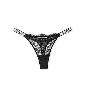 Victoria's Secret Very Sexy Lace Thong Women's Underwear, Panties for Women, Black, L