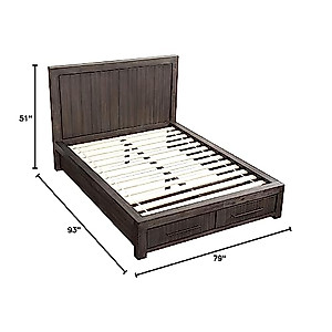 Modus Furniture Solid Wood Footboard-Storage Bed, California King, Heath - Basalt Grey