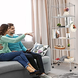 Devo Shelves for Storage, Metal Storage Shelves, Pantry Shelves, Bathroom Shelves, Height Adjustable Shelf Organizer for Kitchen Storage, Home Organization (21" L * 11" W * 63" H)