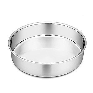 9½-inch Round Cake Pan, P&P CHEF Stainless Steel Bakeware Cake Pan, Easy Releasing & Cleaning, Oven & Dishwasher Safe, Round/Sliver