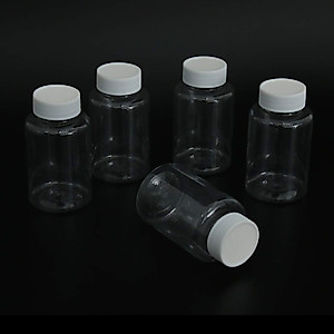 5pcs Graduated Reagent Bottles Laboratory Specimen Wide Mouth Bottles Containers Sterile Jars Threaded Bottles - White, 150mL