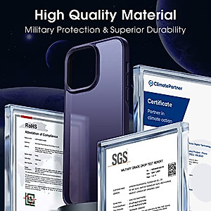 CASEKOO [SGS Tested] Newly Matte Purple Designed for iPhone 14 Pro Case [10FT Mil-Grade Protection] Anti-Fingerprints & Anti-Scratch Durable Translucent Back Anti-Slip Frame, Purple