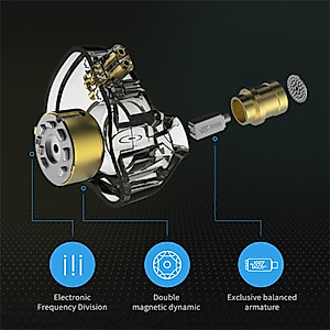 KZ ZSN Pro Gaming Earbuds, HiFi in-Ear Monitor Earbuds Stereo Sound IEM Earphones Noise Cancelling in Ear Headphones with 2pins Detachable Cable for Phone Android MP3 MP4 Music Player (Gray with Mic)