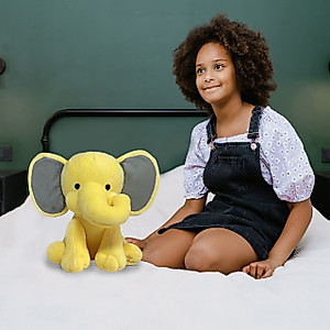KINREX Elephant Stuffed Animals – Stuff Animal Plush Toy for Babies Girls Boys, Elephants Plushie Teddy Bear Toys for Birth Stats Baby Shower Infant Newborn Boy & Girl, Yellow Measures 9 Inches