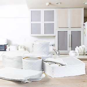 6 Piece Tabletop Quilted Vinyl Dinnerware Storage Set