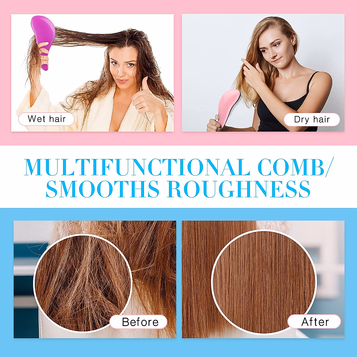 12 Pieces Detangler Brush Hair Brush Bulk Mini Small Wet Comb Brush for Kids Girls Curly Thick Straight No Pain No Knot Hair Brush for Women Men (Vivid Color)