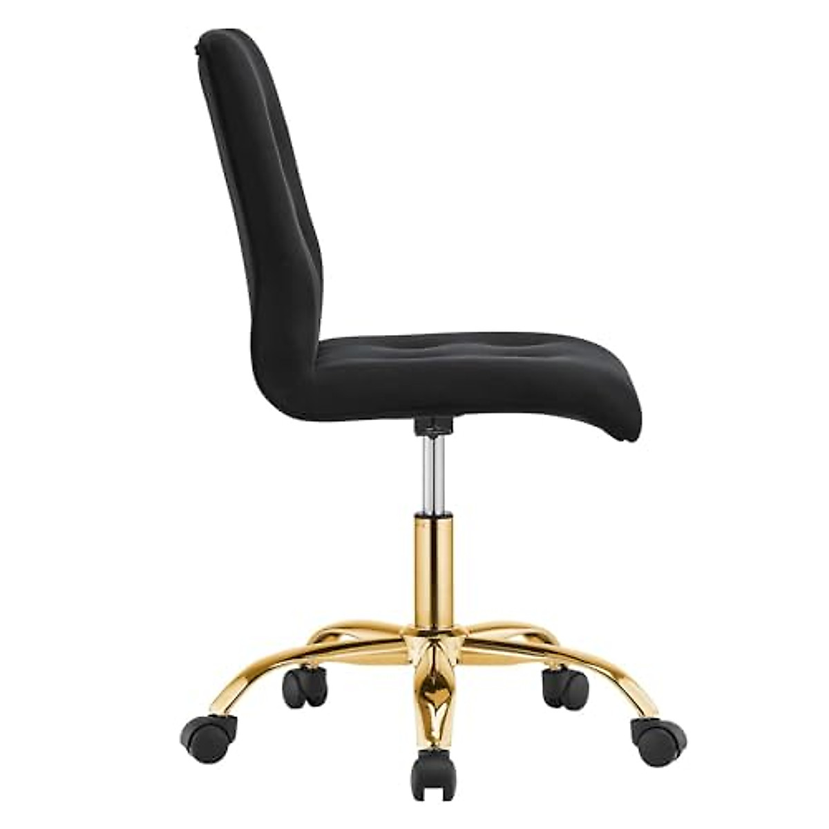Modway Prim Armless Performance Velvet Office Chair in Gold Black