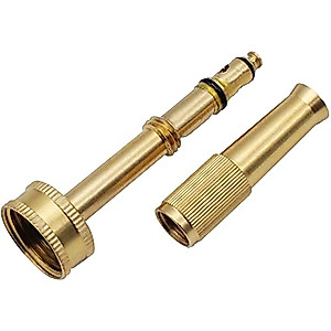 DuLaSeed 2 Packs Solid Brass Hose Nozzle, Heavy Duty Brass Adjustable Twist Garden Hose Nozzle, Water Hose Sprayer for Watering and Washing